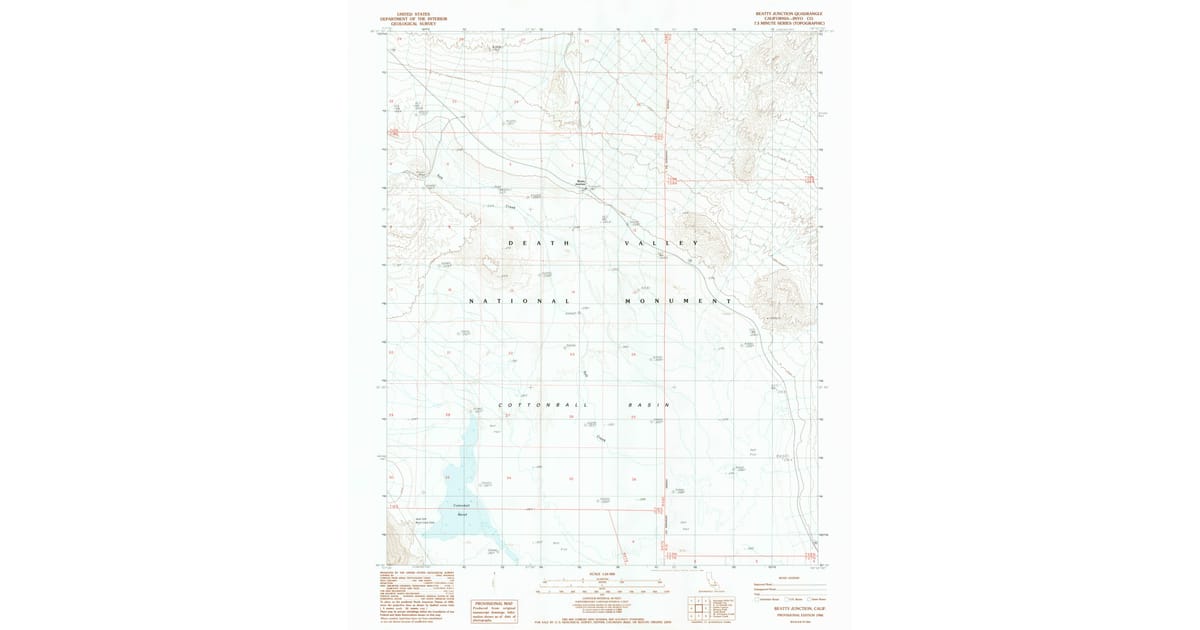1988 Map of Beatty Junction, Inyo County, CA — High-Res | Pastmaps