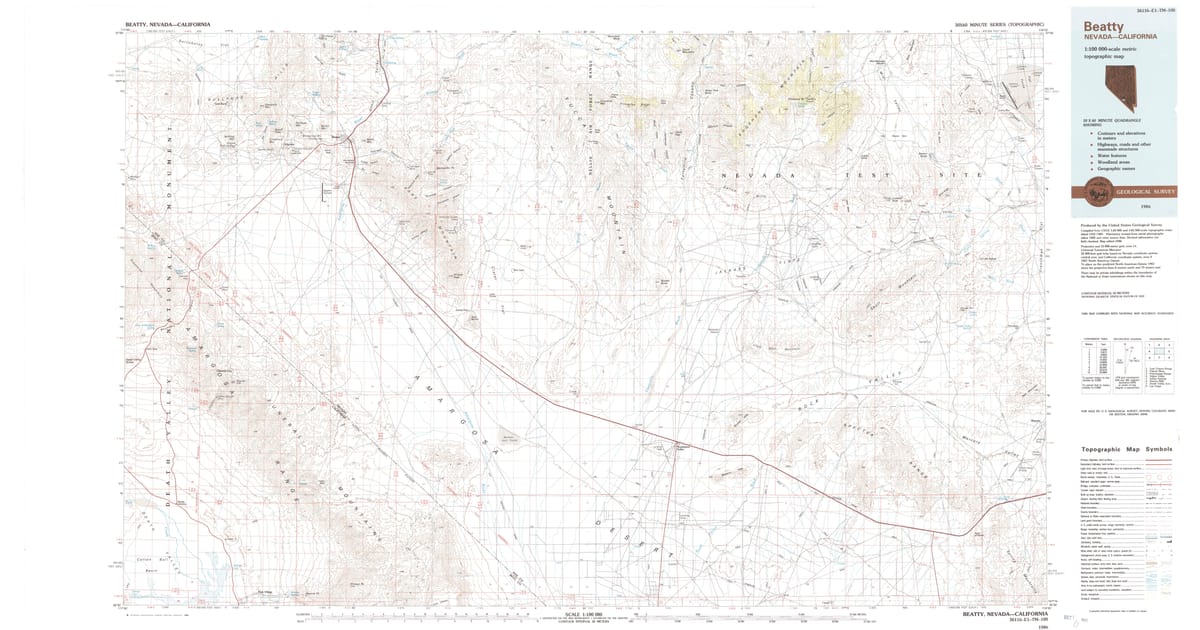 1986 Map of Beatty, NV — High-Res | Pastmaps