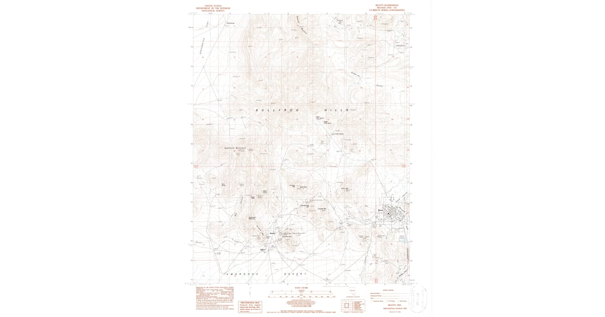 1987 Map of Beatty, NV — High-Res | Pastmaps