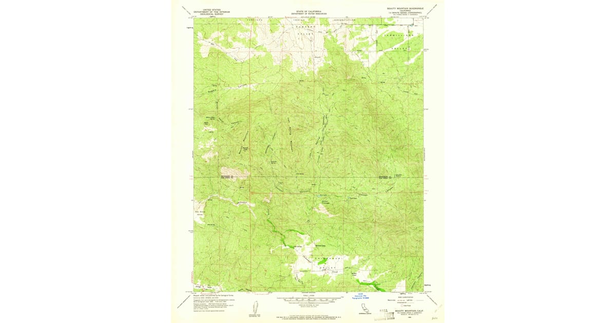 1960 Map of Beauty Mountain, Riverside County, CA — High-Res | Pastmaps