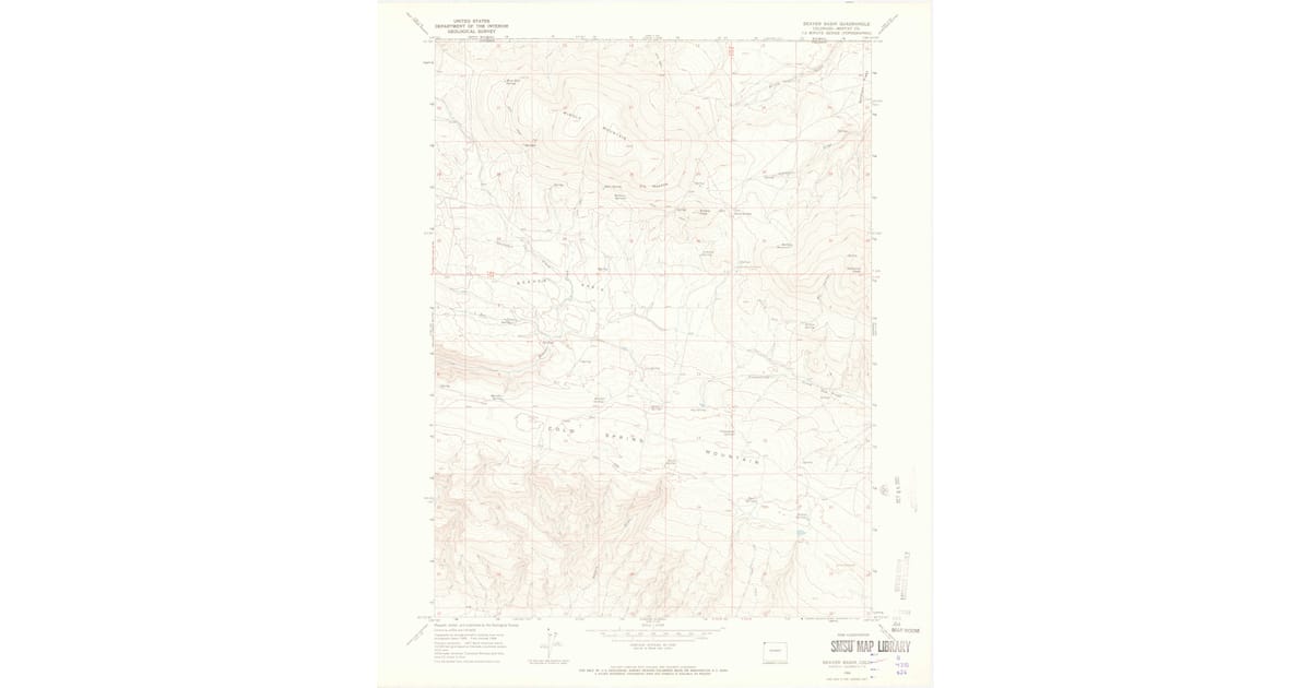 1966 Map of Beaver Basin, Moffat County, CO — High-Res | Pastmaps