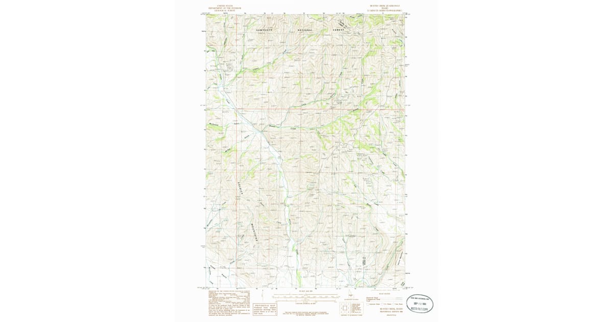 1986 Map of Beaver Creek, Camas County, ID — High-Res | Pastmaps