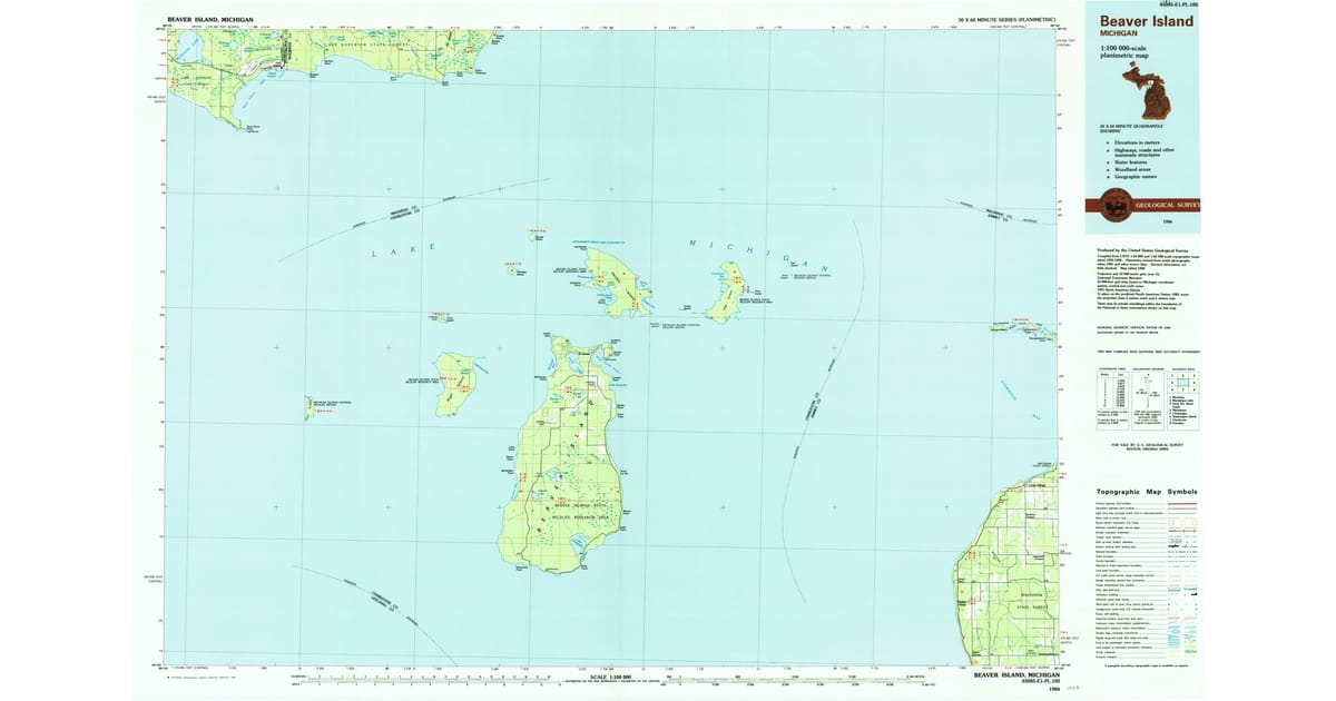 1984 Map of Beaver Island, Charlevoix County, MI — High-Res | Pastmaps