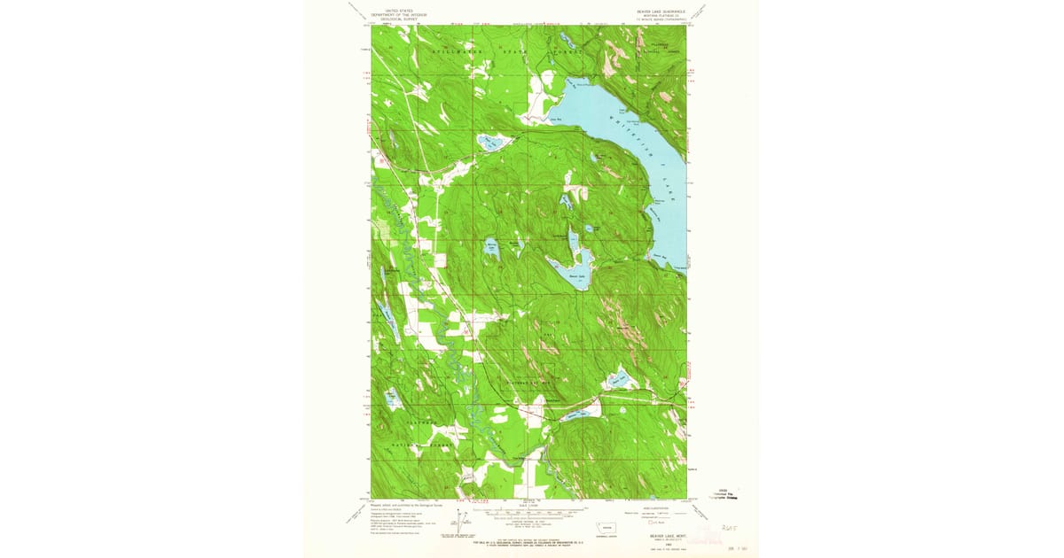1962 Map of Beaver Lake, Flathead County, MT — High-Res | Pastmaps