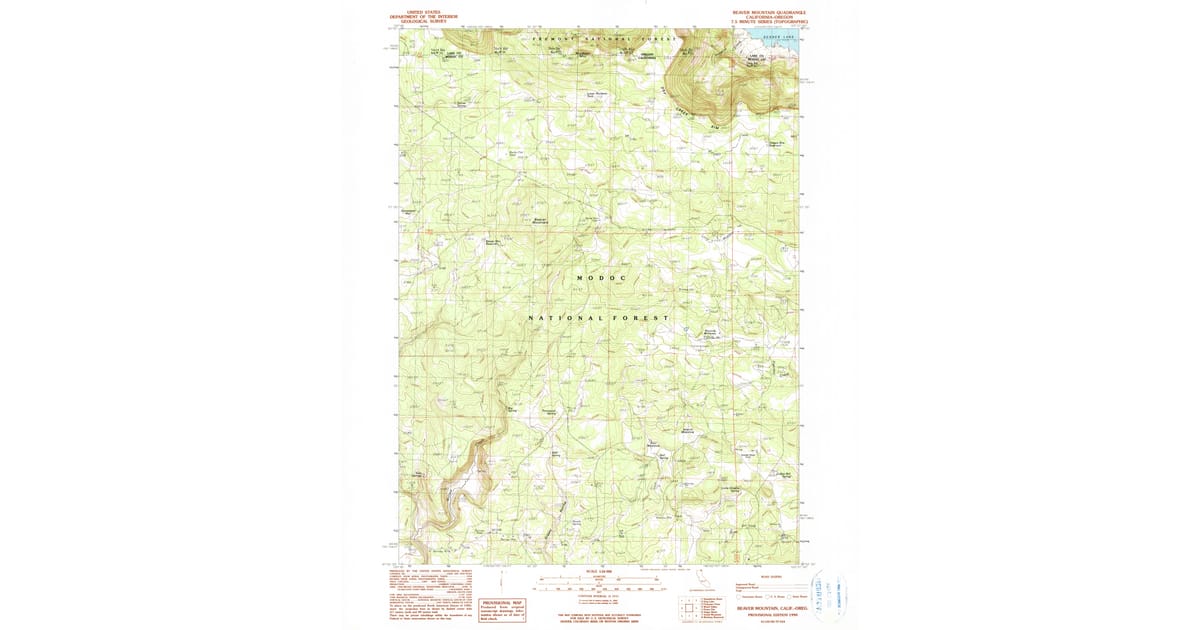 1990 Map of Beaver Mountain, Modoc County, CA — High-Res | Pastmaps