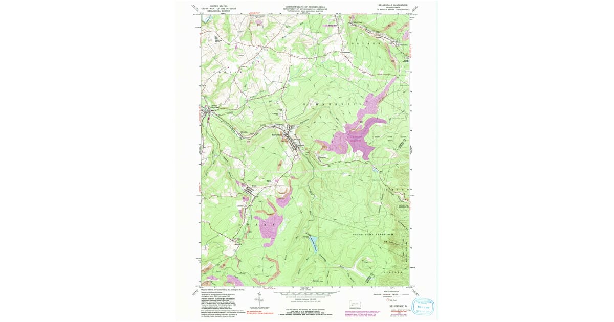 1963 Map of Beaverdale, PA — High-Res, 1991 Print | Pastmaps