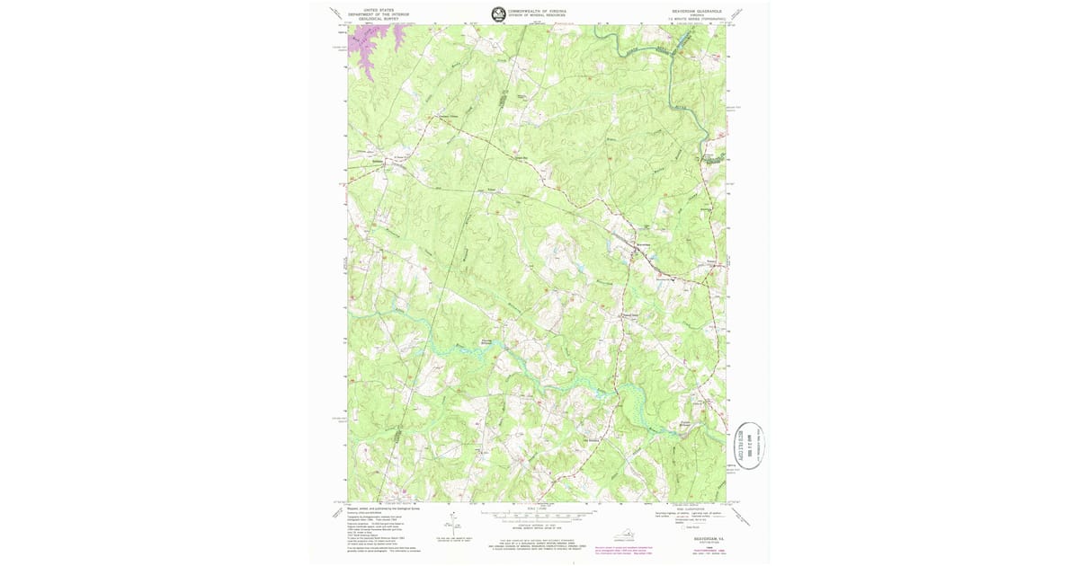 1969 Map of Beaverdam, Hanover County, VA — High-Res, 1985 Print | Pastmaps