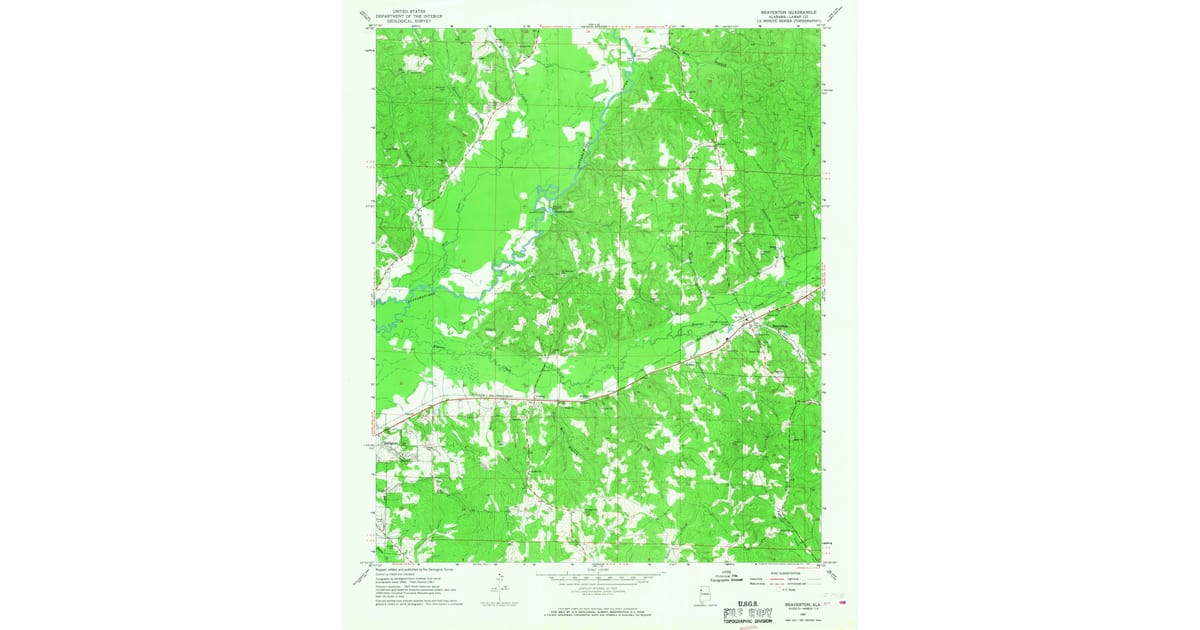 1967 Map of Beaverton, AL — High-Res | Pastmaps