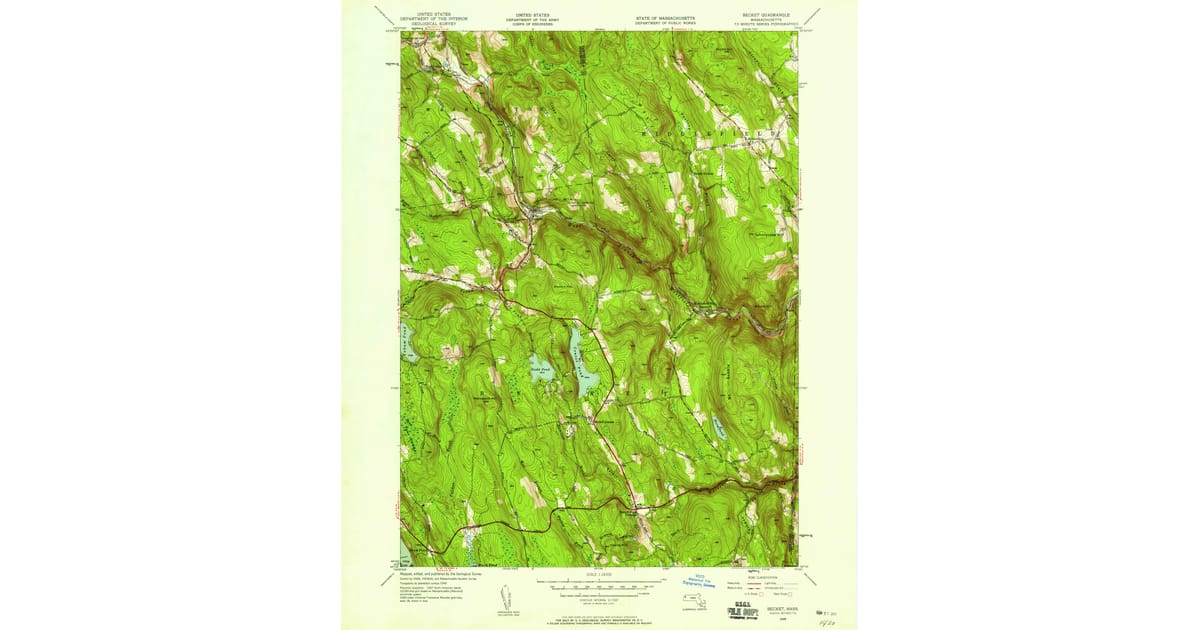 1945 Map of Becket, Berkshire County, MA — High-Res | Pastmaps