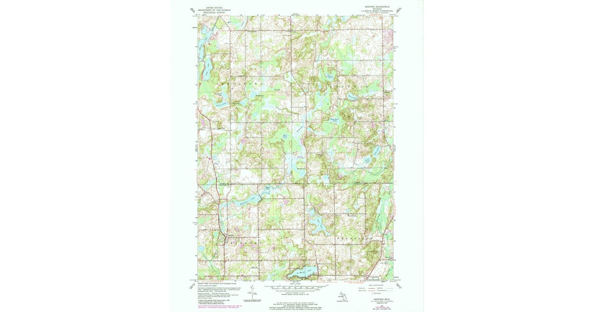 1961 Map of Bedford, Barry County, MI — High-Res, 1985 Print | Pastmaps