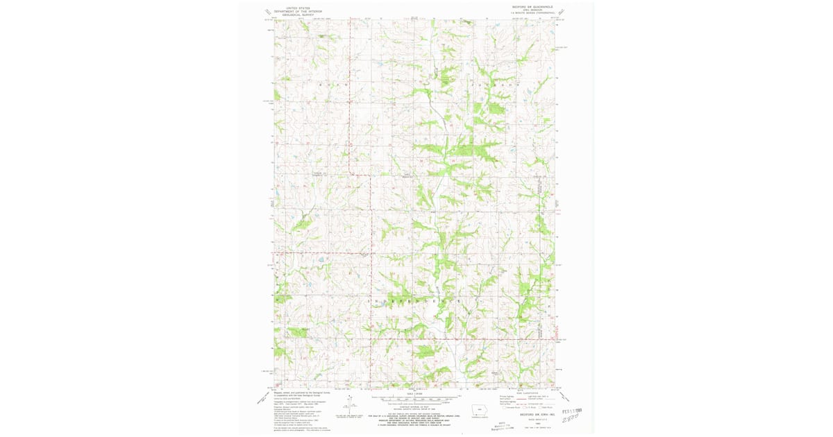 1980 Map of Bedford SW, Taylor County, IA — High-Res | Pastmaps