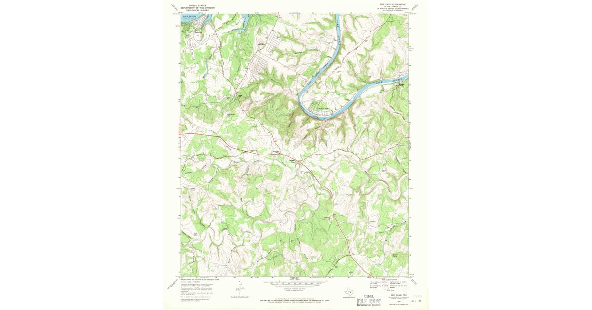 1968 Map of Bee Cave, TX — High-Res | Pastmaps
