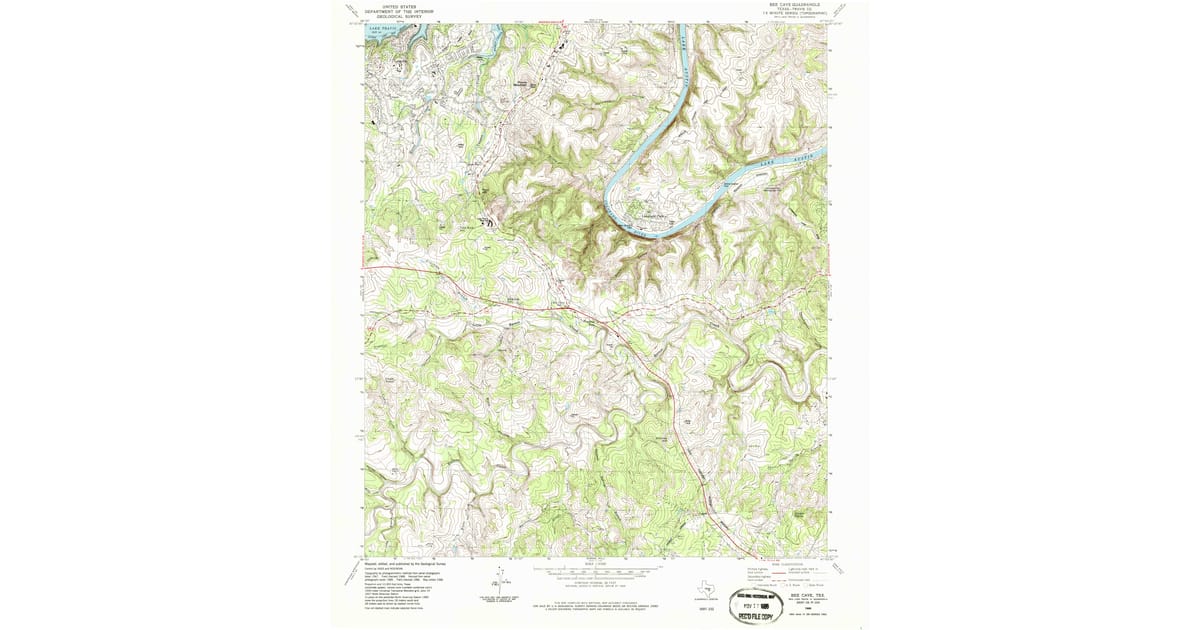 1986 Map of Bee Cave, TX — High-Res | Pastmaps