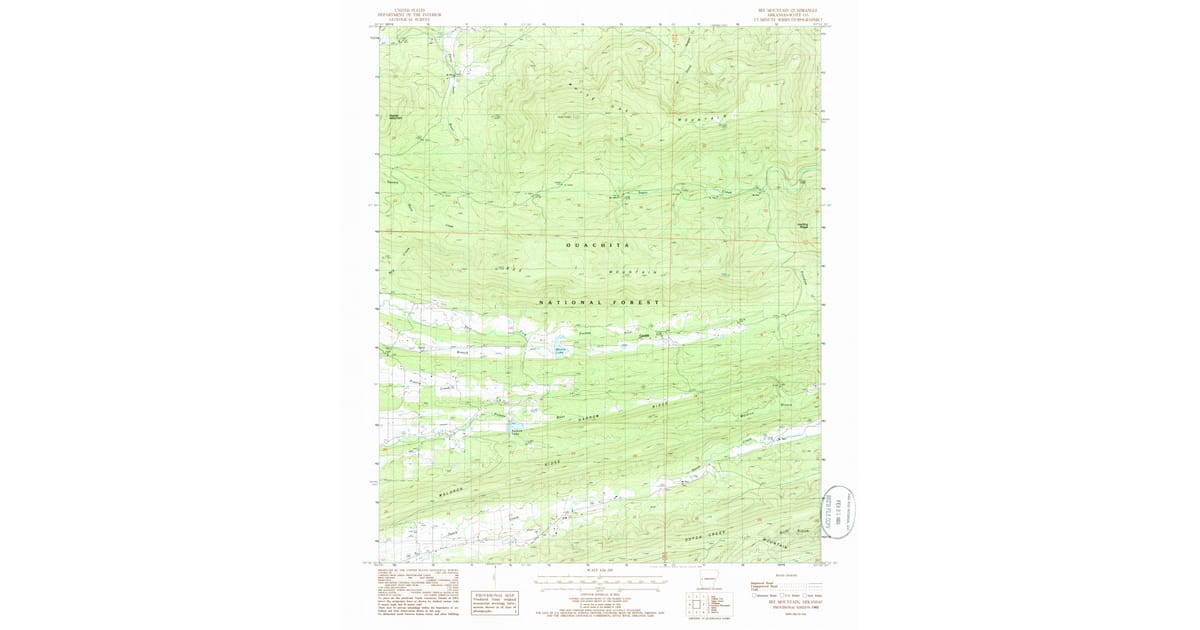 1985 Map of Bee Mountain, Scott County, AR — High-Res | Pastmaps