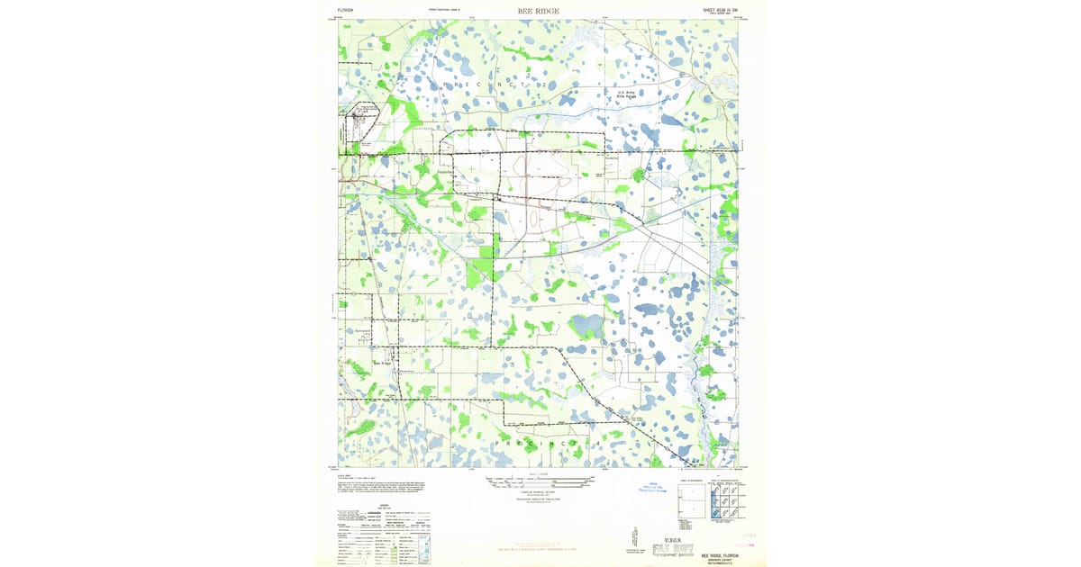 1947 Map of Bee Ridge, FL — High-Res, 1968 Print | Pastmaps