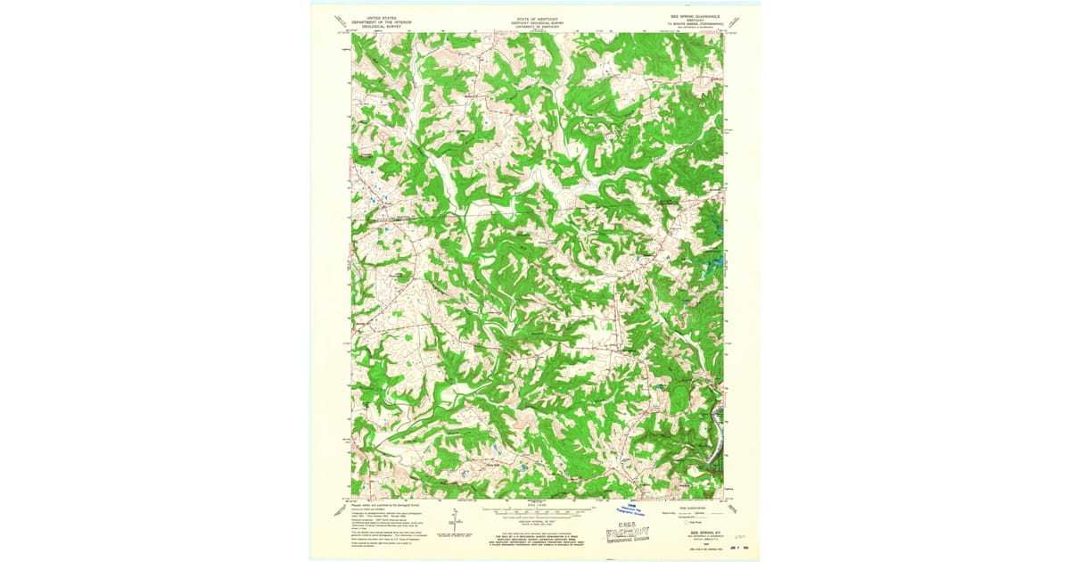 1966 Map of Bee Spring, Edmonson County, KY — High-Res | Pastmaps
