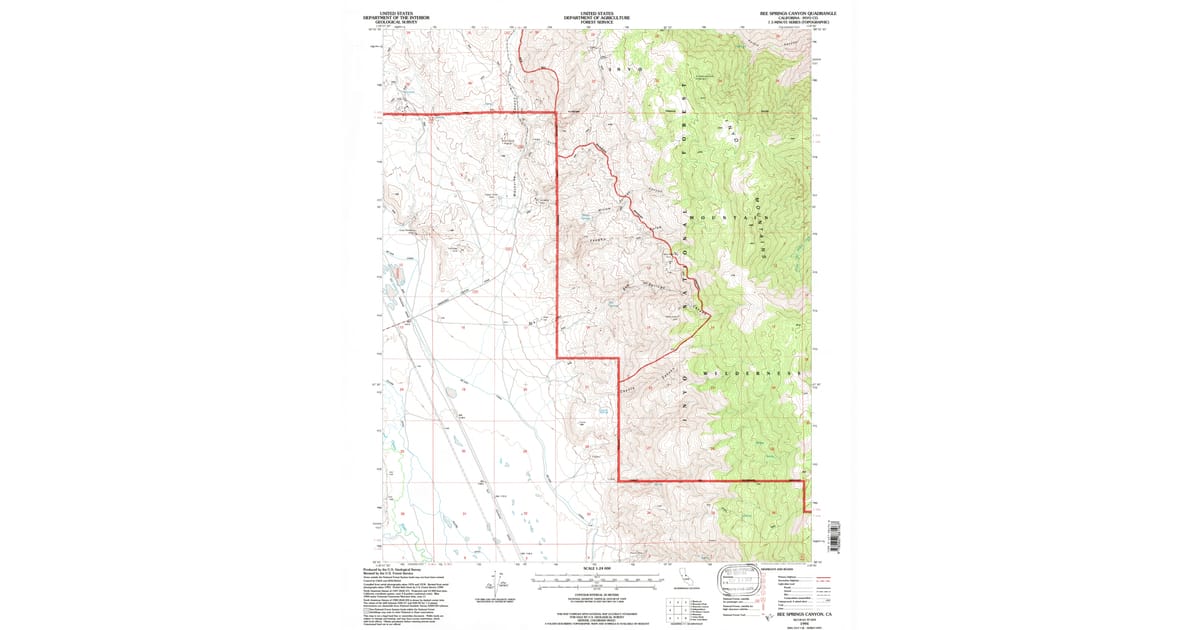 1994 Map of Bee Springs Canyon, Inyo County, CA — High-Res | Pastmaps