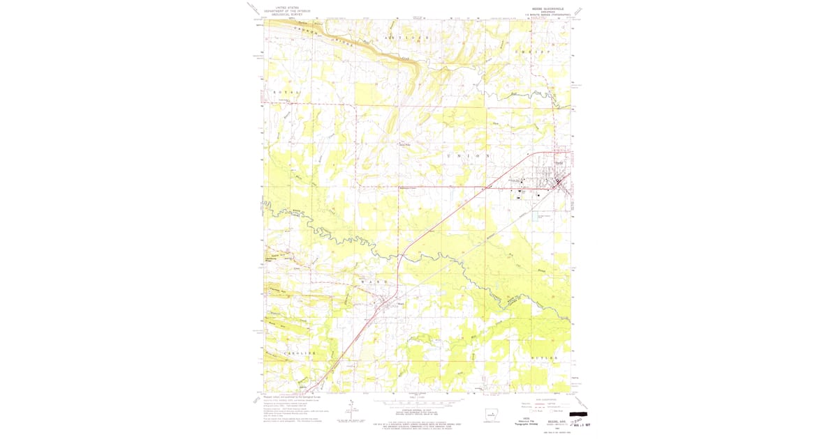 1963 Map of Beebe, AR — High-Res, 1977 Print | Pastmaps