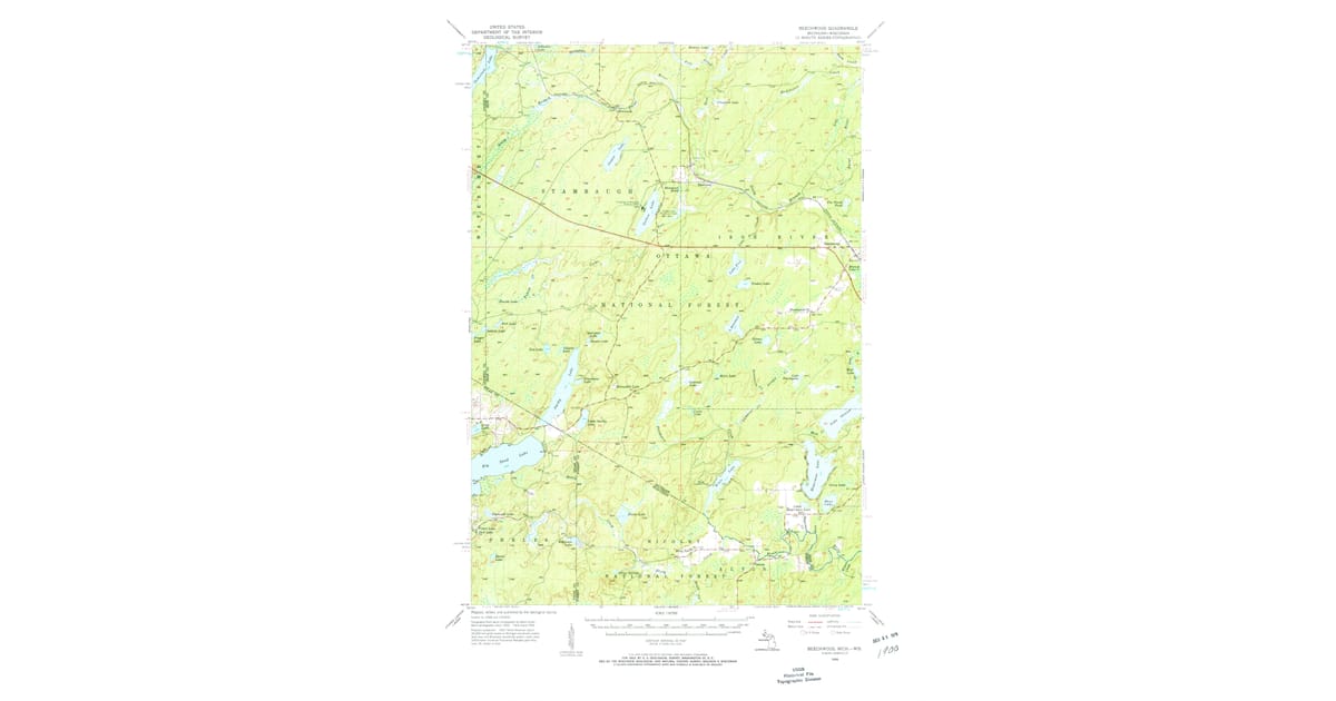 1956 Map of Beechwood, Iron County, MI — High-Res | Pastmaps