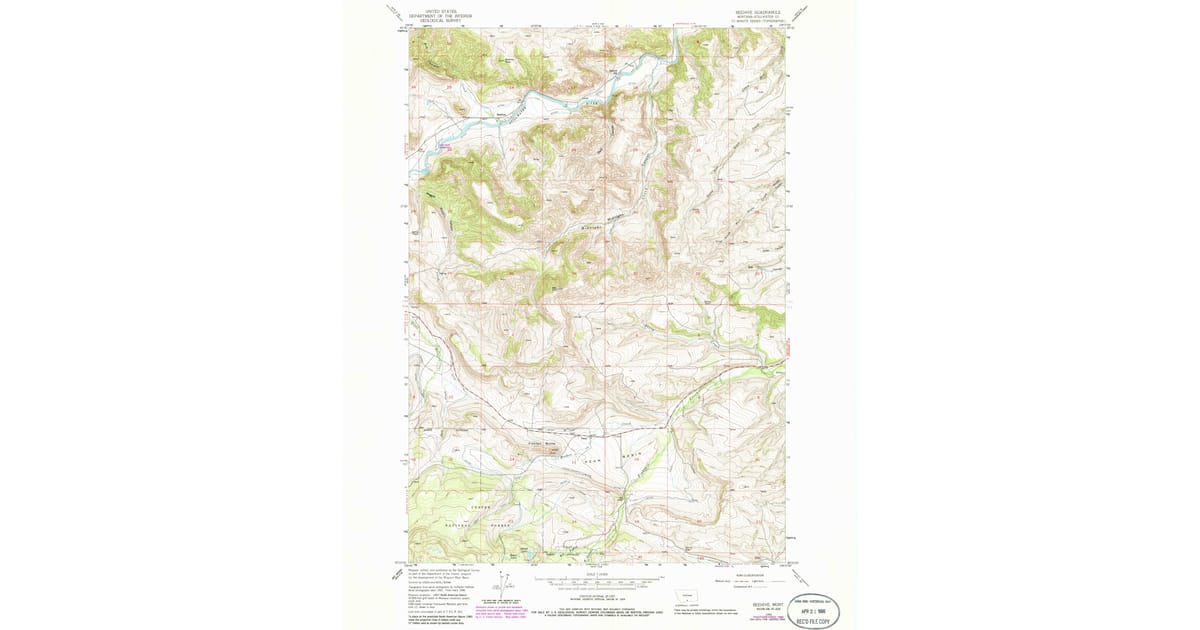 1956 Map of Beehive, Stillwater County, MT — High-Res, 1986 Print ...
