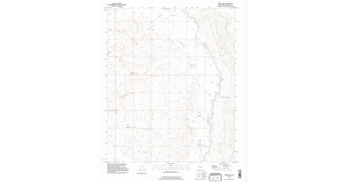 1991 Map of Belen NW, Valencia County, NM — High-Res | Pastmaps