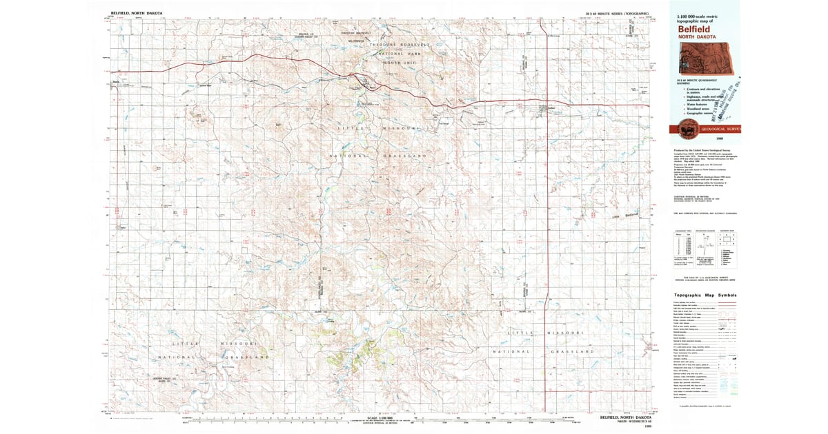 1980s Maps of Billings County, ND | Pastmaps