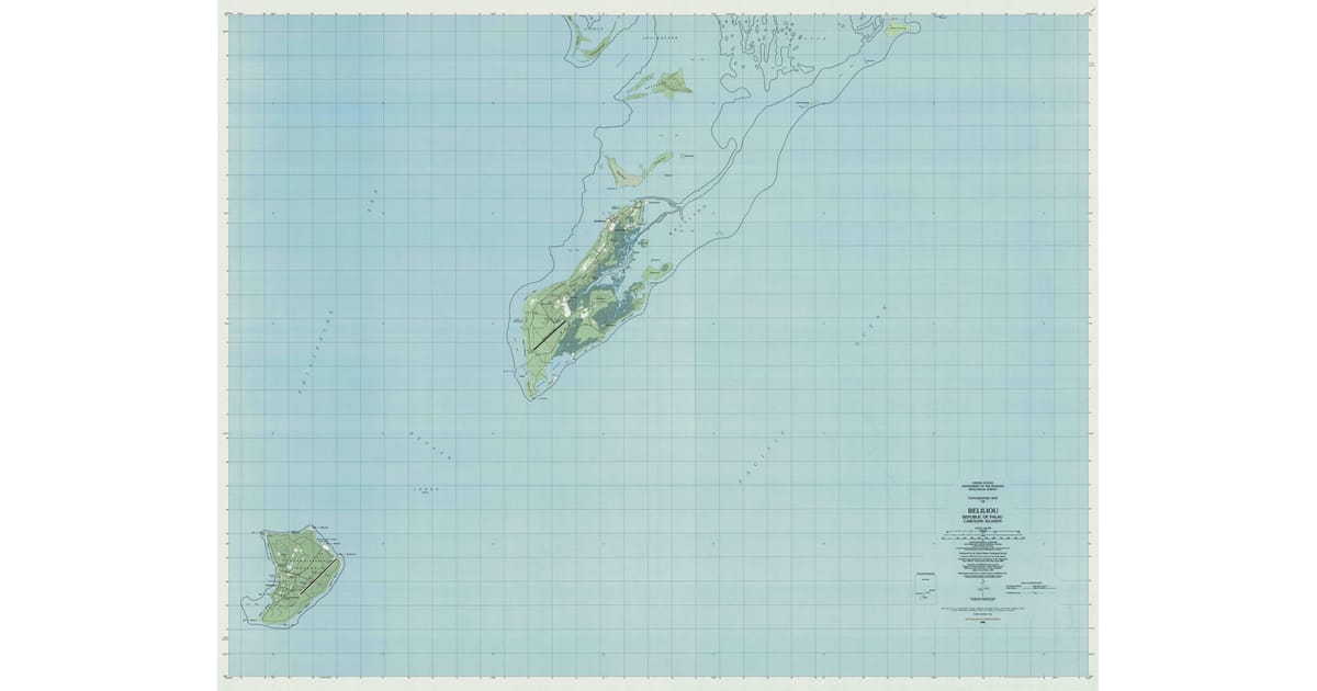 1984 Map of Beliliou, Republic of Palau — High-Res | Pastmaps
