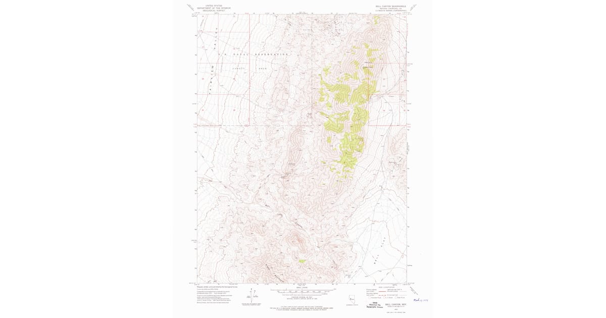 1972 Map of Bell Canyon, Churchill County, NV — High-Res | Pastmaps