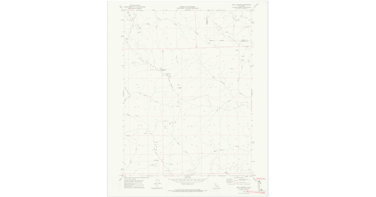 1969 Map of Bell Springs, Mendocino County, CA — High-Res | Pastmaps