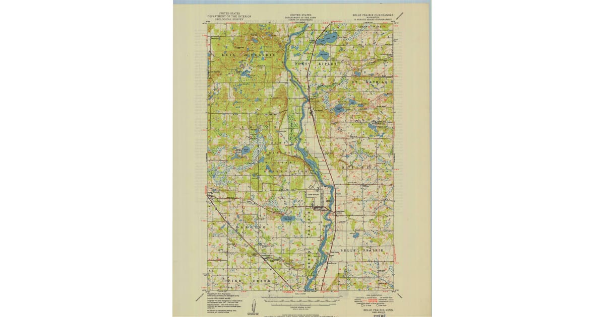 1950 Map of Belle Prairie, Morrison County, MN — High-Res, 1950 Print ...