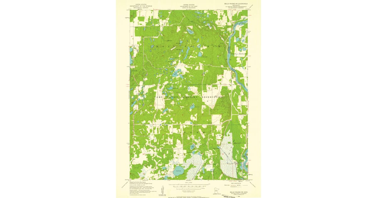 1956 Map of Belle Prairie NW, Morrison County, MN — High-Res | Pastmaps