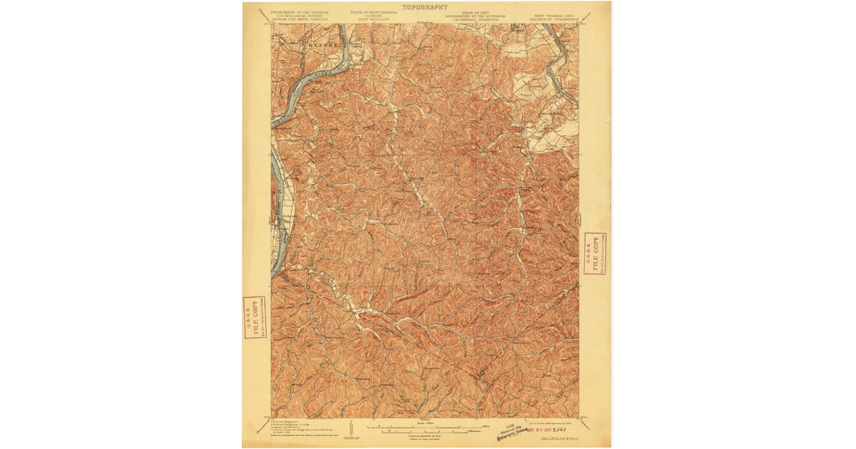 1906 Map of Belleville, Wood County, WV — High-Res, 1915 Print | Pastmaps