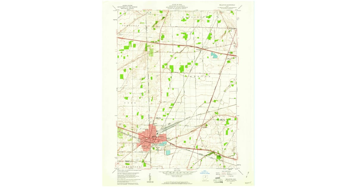 1959 Map of Bellevue, OH — High-Res | Pastmaps