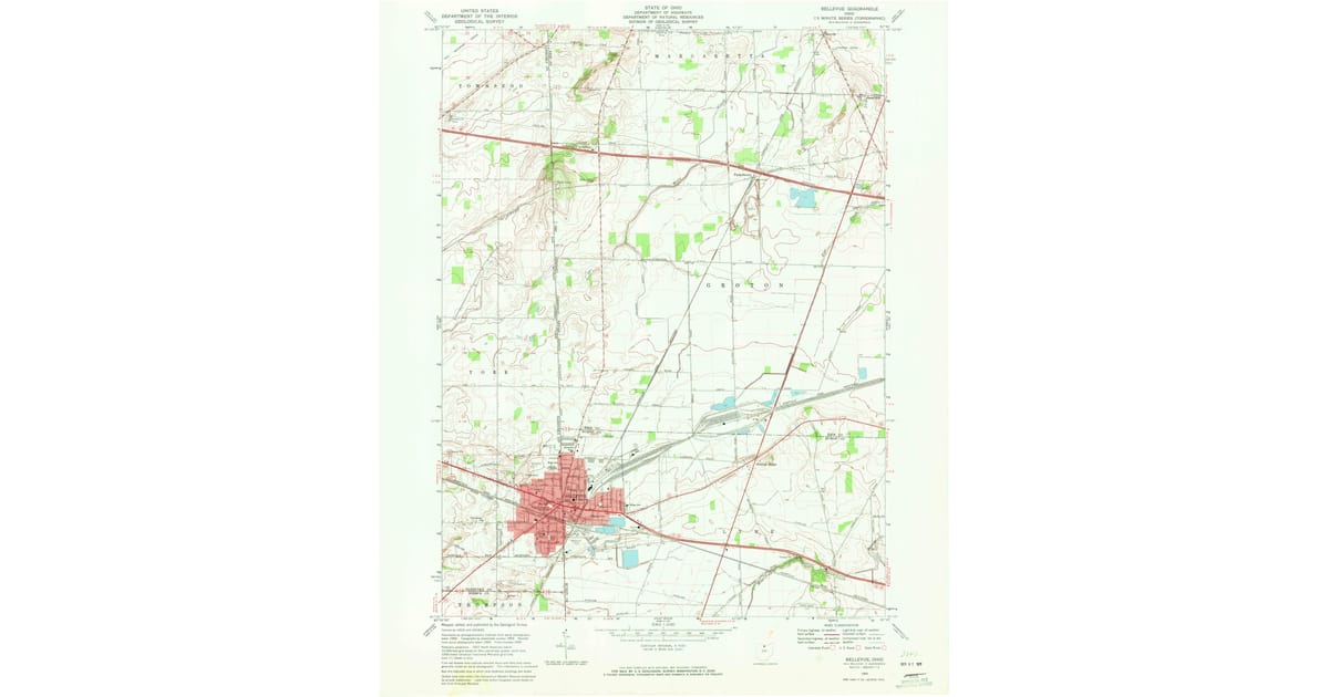 1969 Map of Bellevue, OH — High-Res | Pastmaps