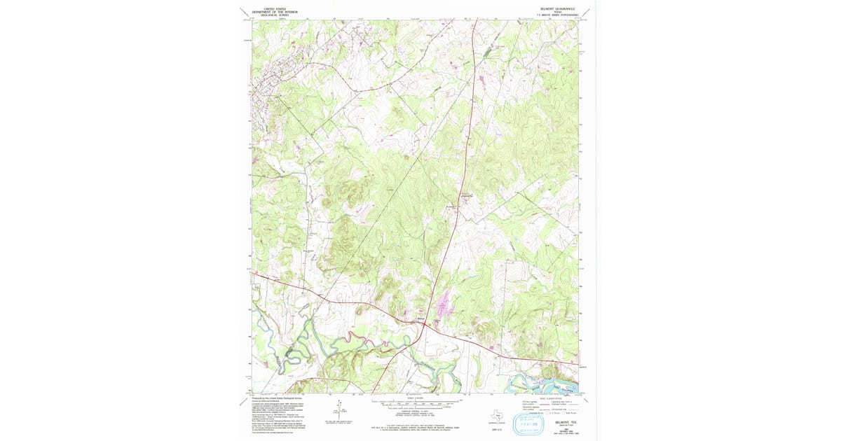 1964 Map of Belmont, Gonzales County, TX — High-Res, 1994 Print | Pastmaps