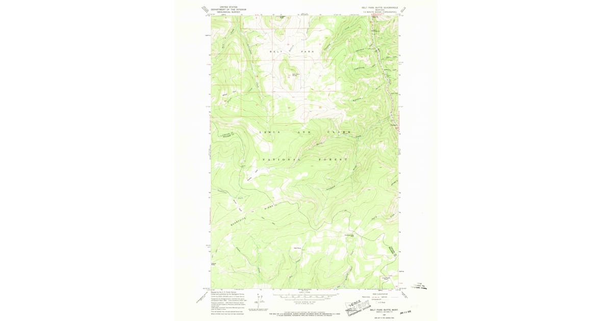 1967 Map of Belt Park Butte, Cascade County, MT — High-Res | Pastmaps