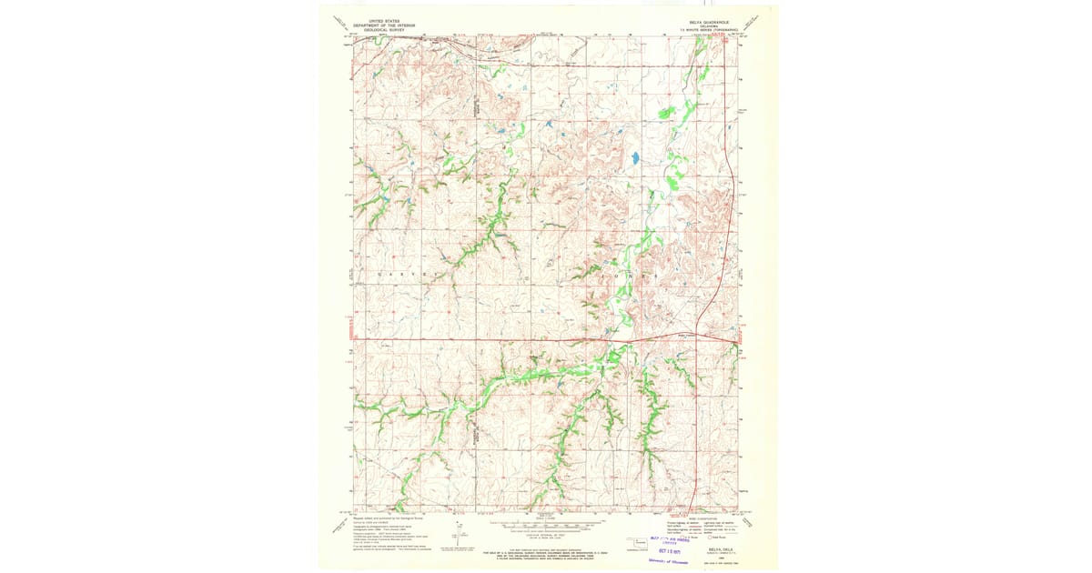 1969 Map of Belva, Major County, OK — High-Res | Pastmaps