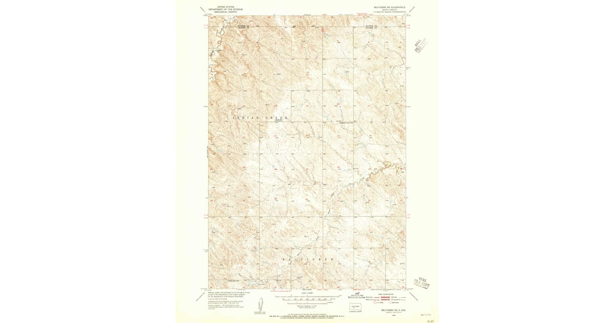 1953 Map of Belvidere NE, Jackson County, SD — High-Res | Pastmaps