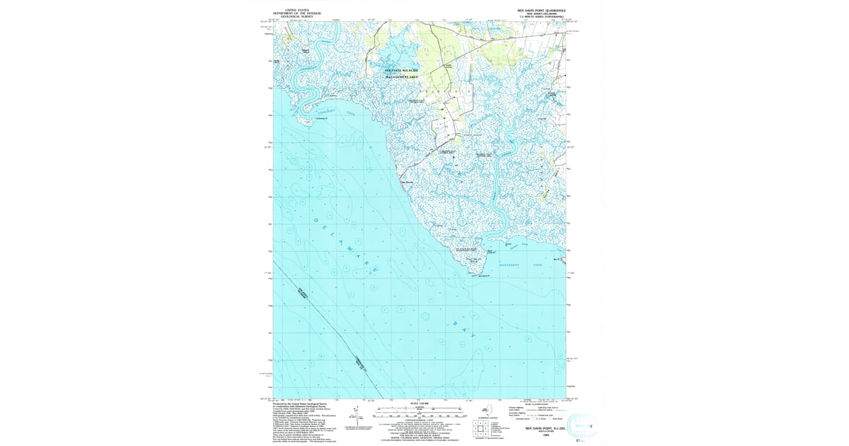 1993 Map of Ben Davis Point, Cumberland County, NJ — High-Res | Pastmaps
