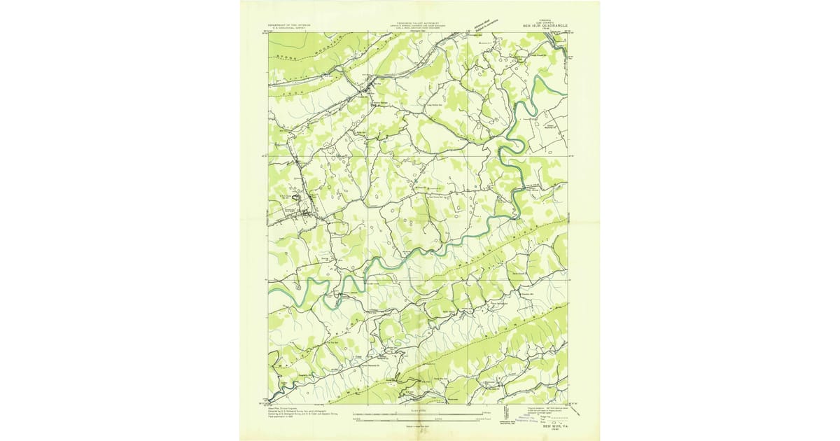 1935 Map of Ben Hur, Lee County, VA — High-Res | Pastmaps