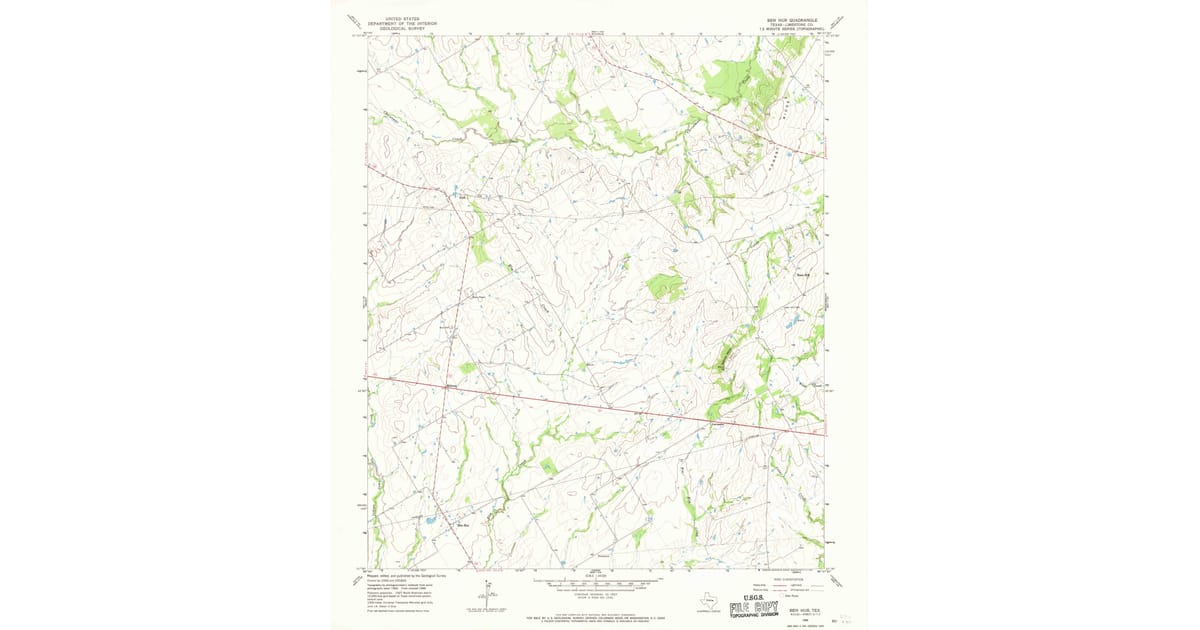 1966 Map of Ben Hur, Limestone County, TX — High-Res | Pastmaps