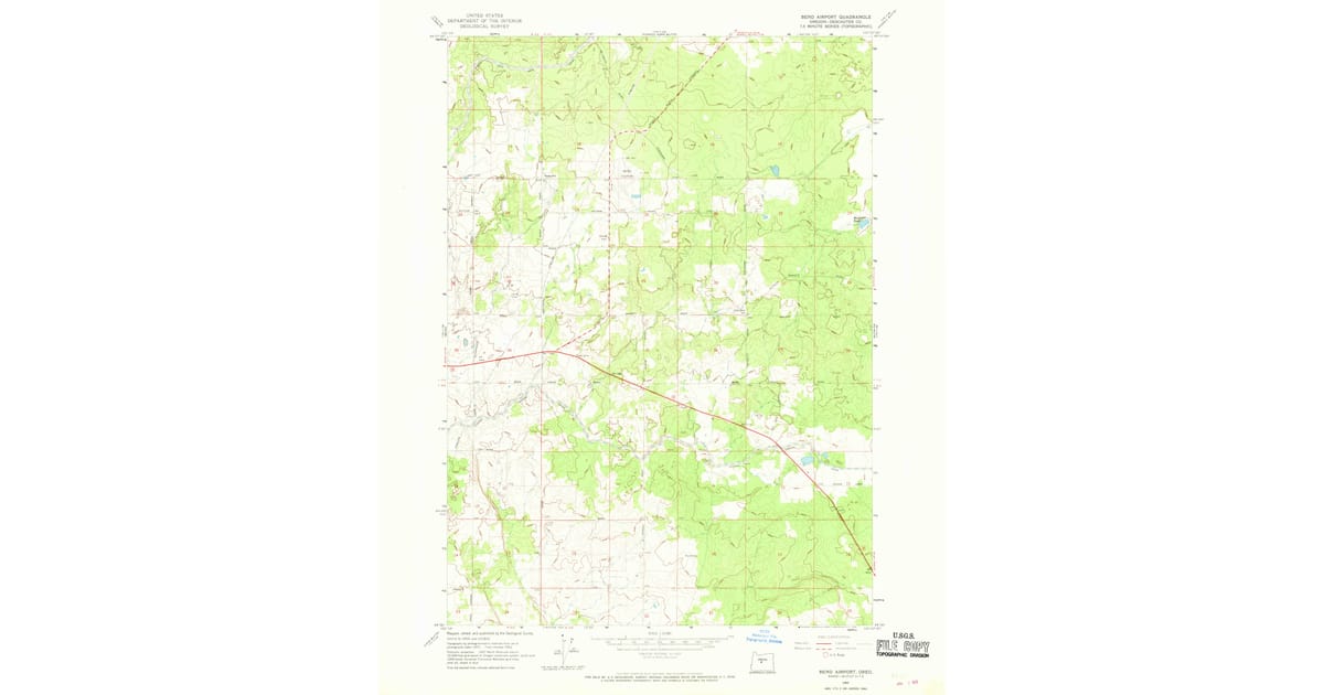1962 Map of Bend Airport, Deschutes County, OR — High-Res, 1970 Print ...