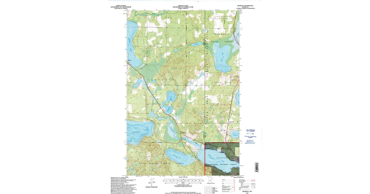 1996 Map of Benedict, Hubbard County, MN — High-Res | Pastmaps