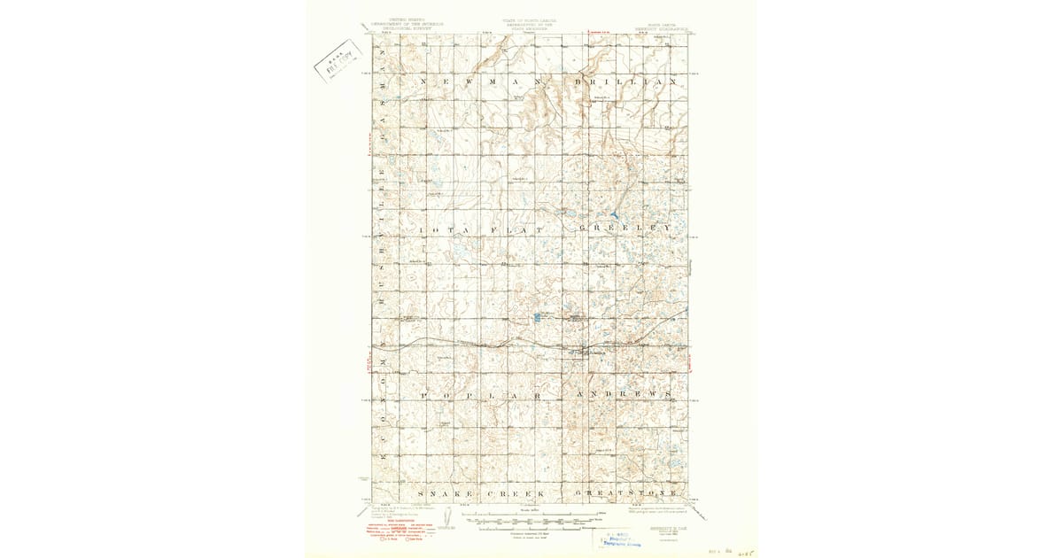 1929 Map of Benedict, ND — High-Res, 1950 Print | Pastmaps