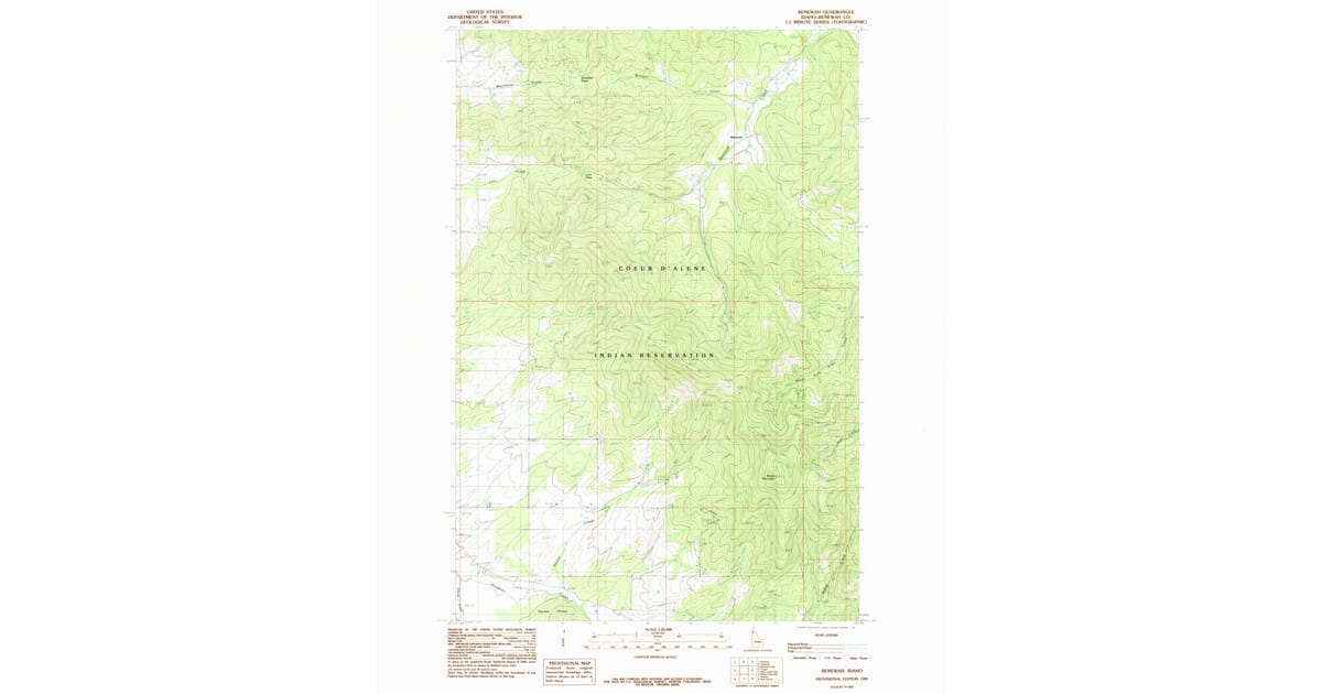 1985 Map of Benewah, Benewah County, ID — High-Res | Pastmaps