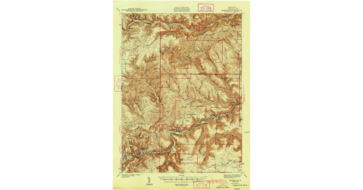 1943 Map of Benezette, Elk County, PA — High-Res | Pastmaps