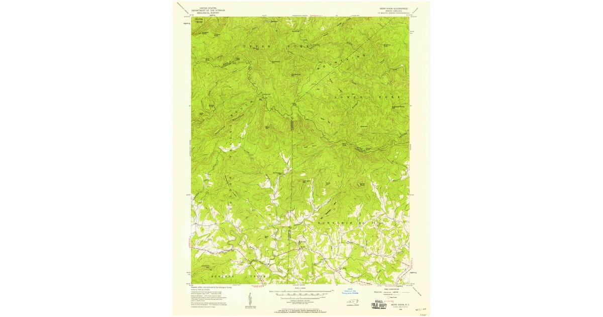 1956 Map of Benn Knob, Cleveland County, NC — High-Res | Pastmaps