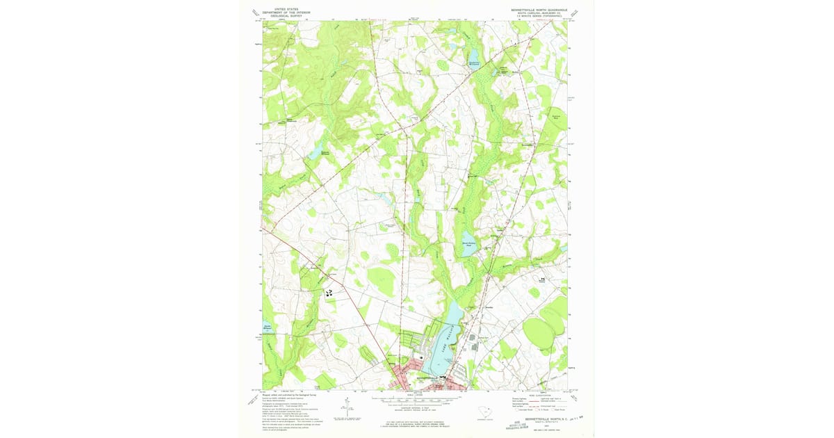 1972 Map of Bennettsville North, Marlboro County, SC — High-Res | Pastmaps