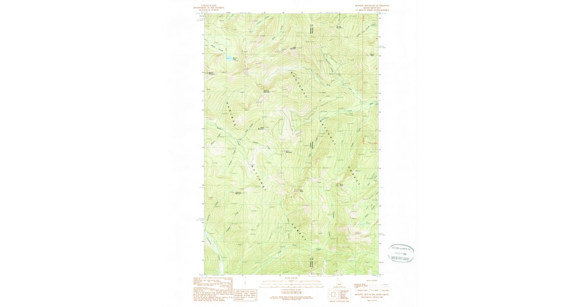 1989 Map of Benning Mountain, Bonner County, ID — High-Res | Pastmaps