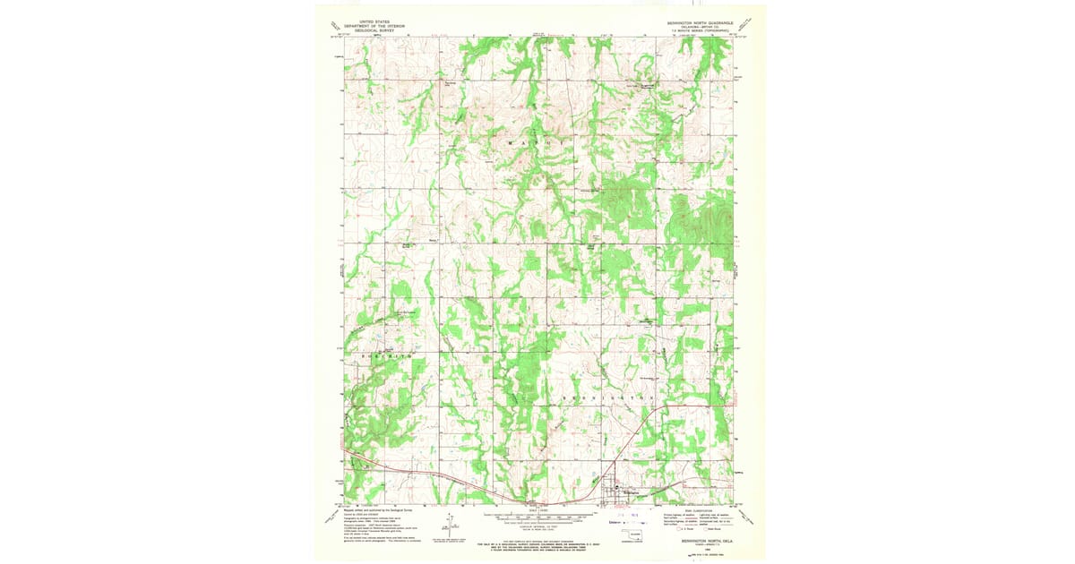 1969 Map of Bennington North, Bryan County, OK — High-Res | Pastmaps